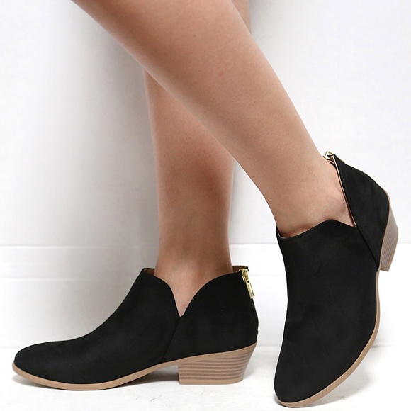 Shoes | New Black V Cutout Western Ankle Boots Booties | Poshmark